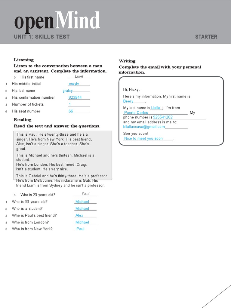 Unit 1: Skills Test Starter | PDF