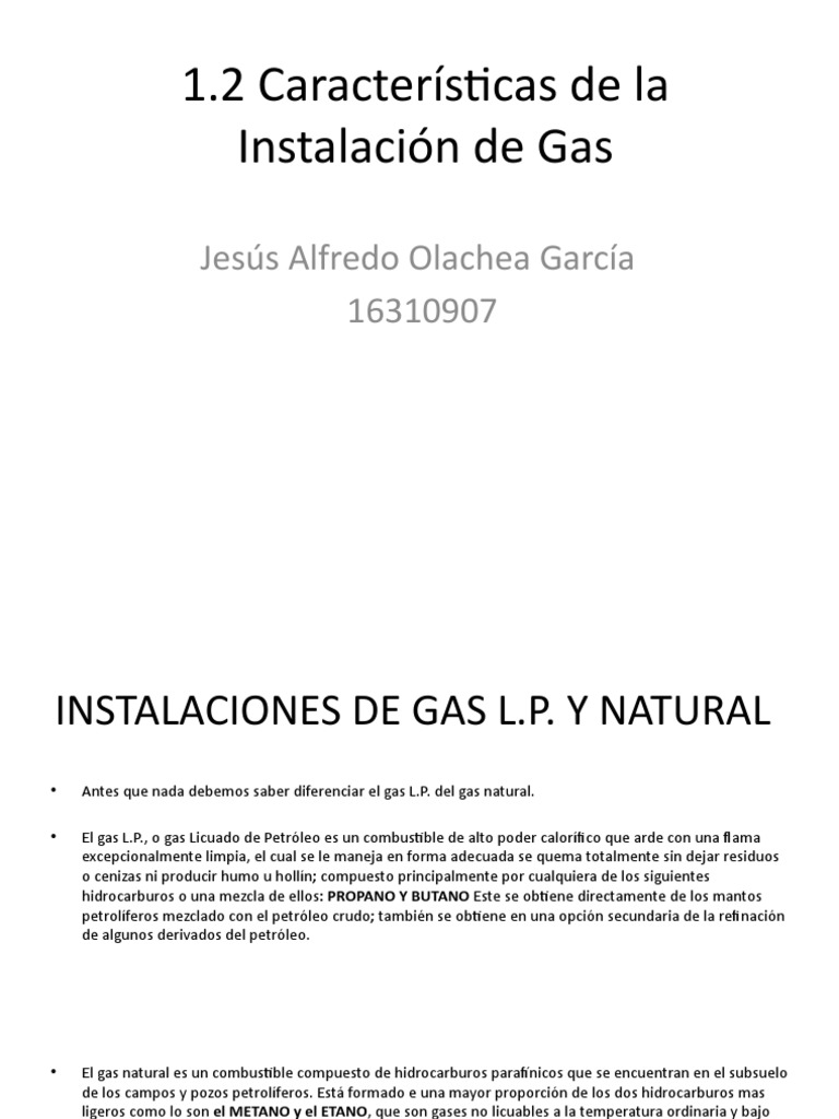 Características de Instalación de Gas | PDF | Petróleo | Combustibles