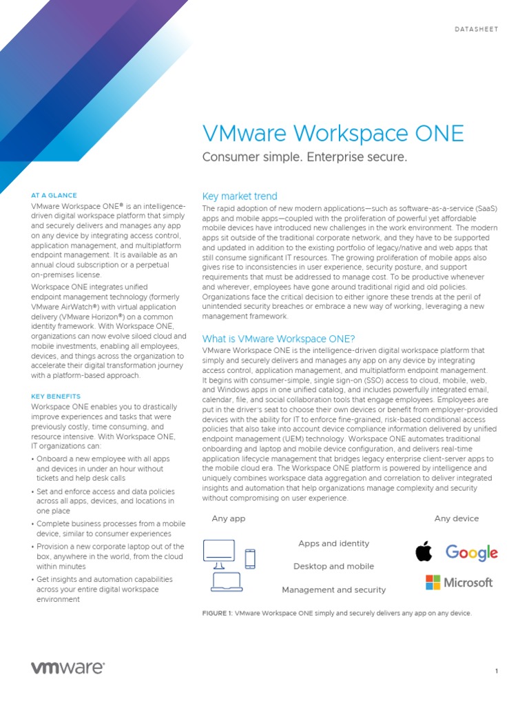 Vmware Workspace One Datasheet | PDF | Mobile App | Cloud Computing