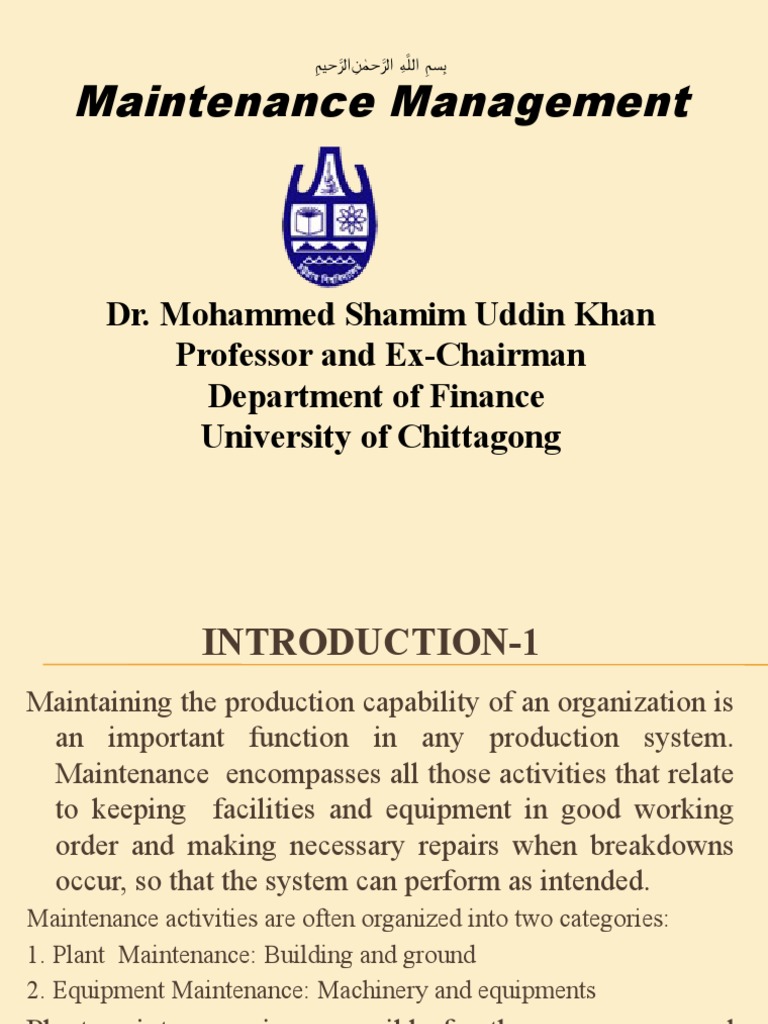 Chapter 10 Maintenance Management | PDF | Economies | Business