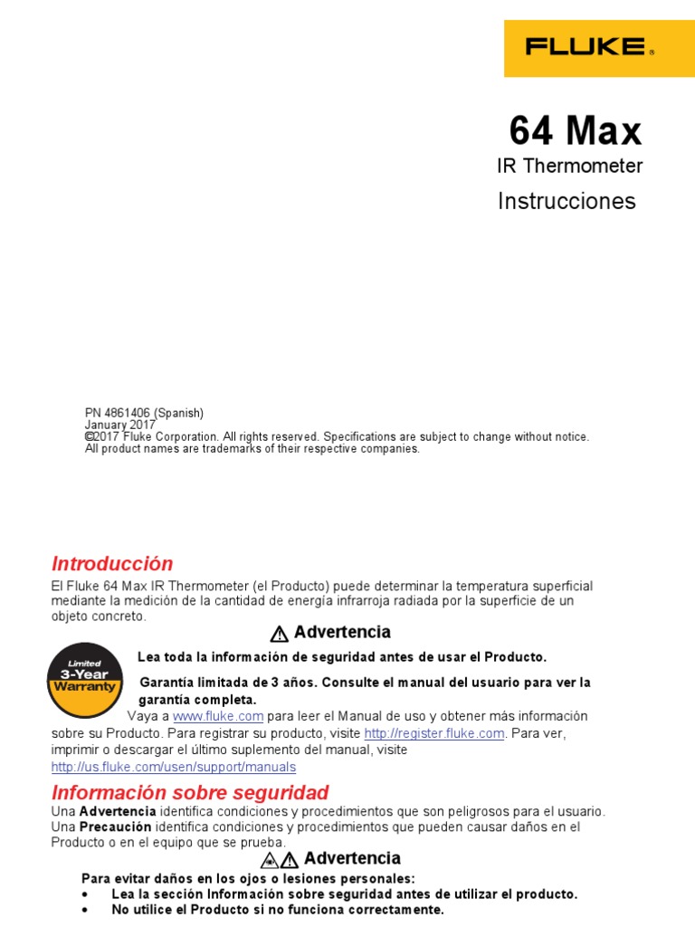 Fluke 64max Instrucciones de Usos | PDF | Láser | Radiación electromagnética