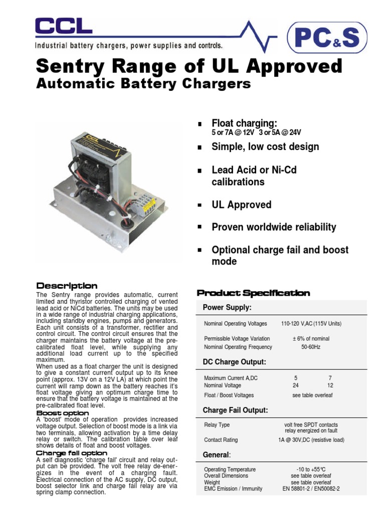 Sentry Range of UL Approved: Automatic Battery Chargers | PDF | Direct ...
