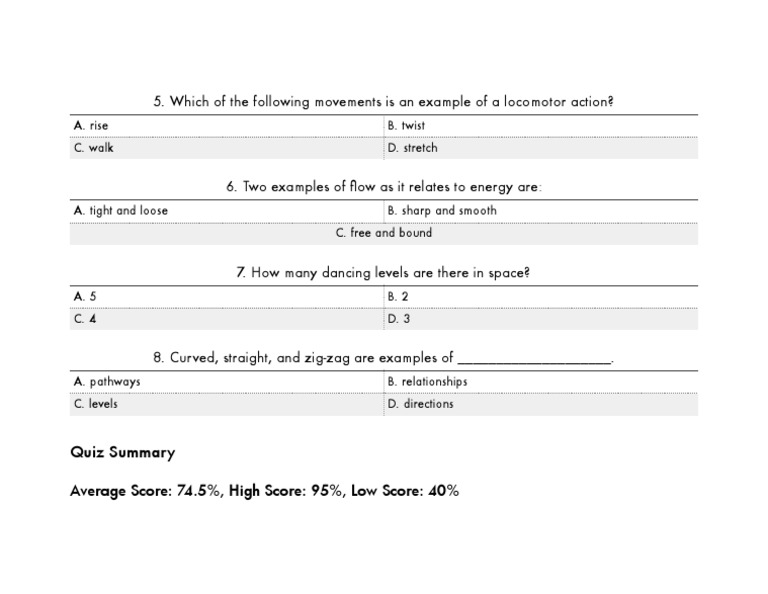 Elements of Dance Quiz Part 2 | PDF
