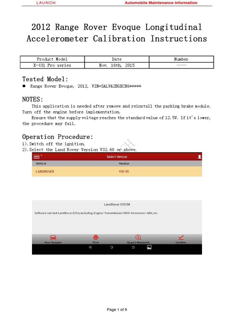 2012 Range Rover Evoque Longitudinal Accelerometer Calibration ...