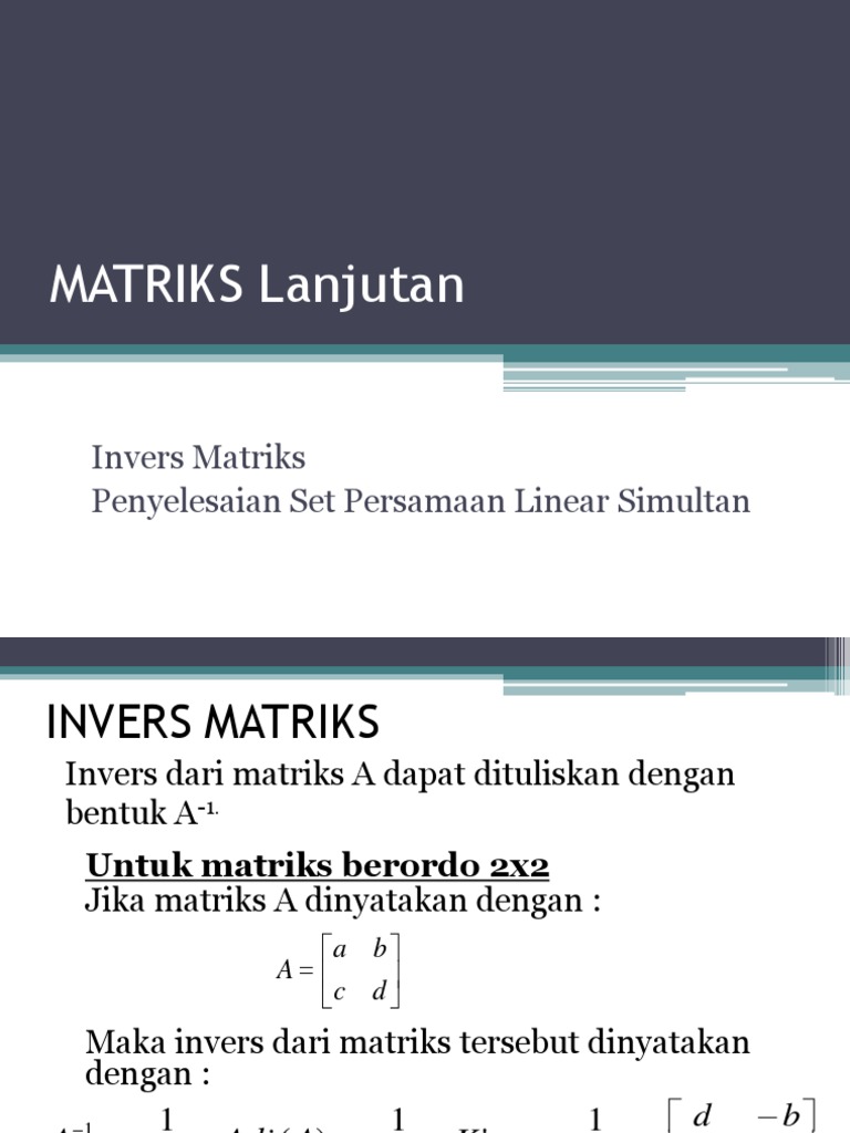 Invers Matriks dan Penyelesaian SPL | PDF