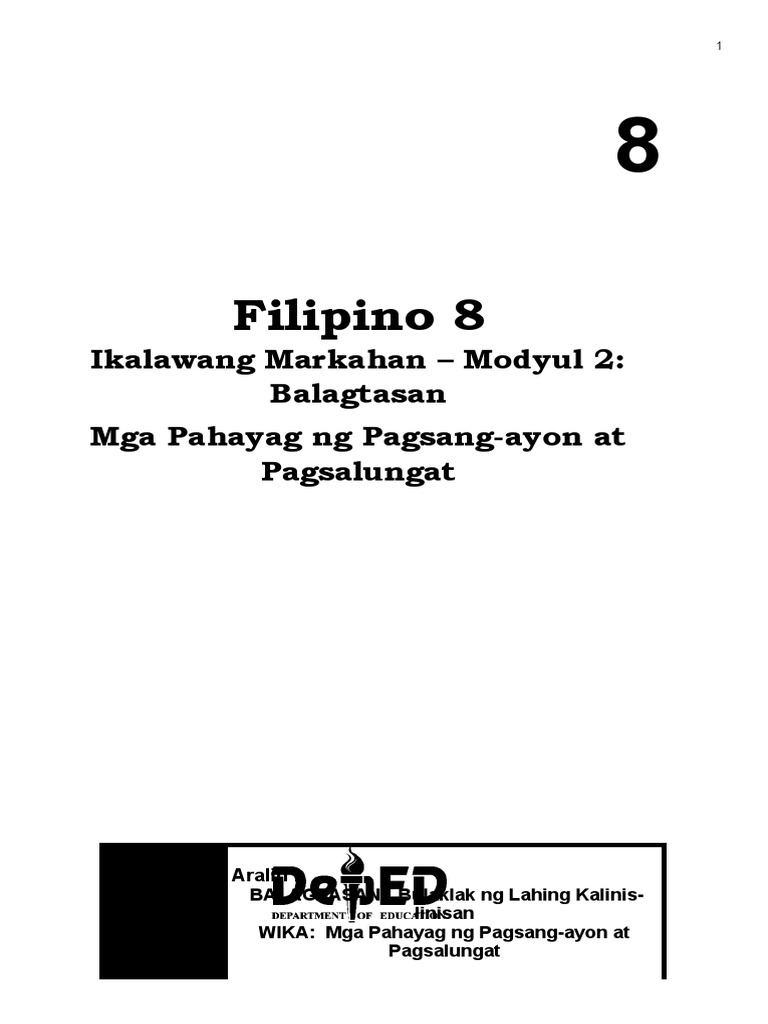 Filipino 8: Ikalawang Markahan - Modyul 2: Balagtasan Mga Pahayag NG ...