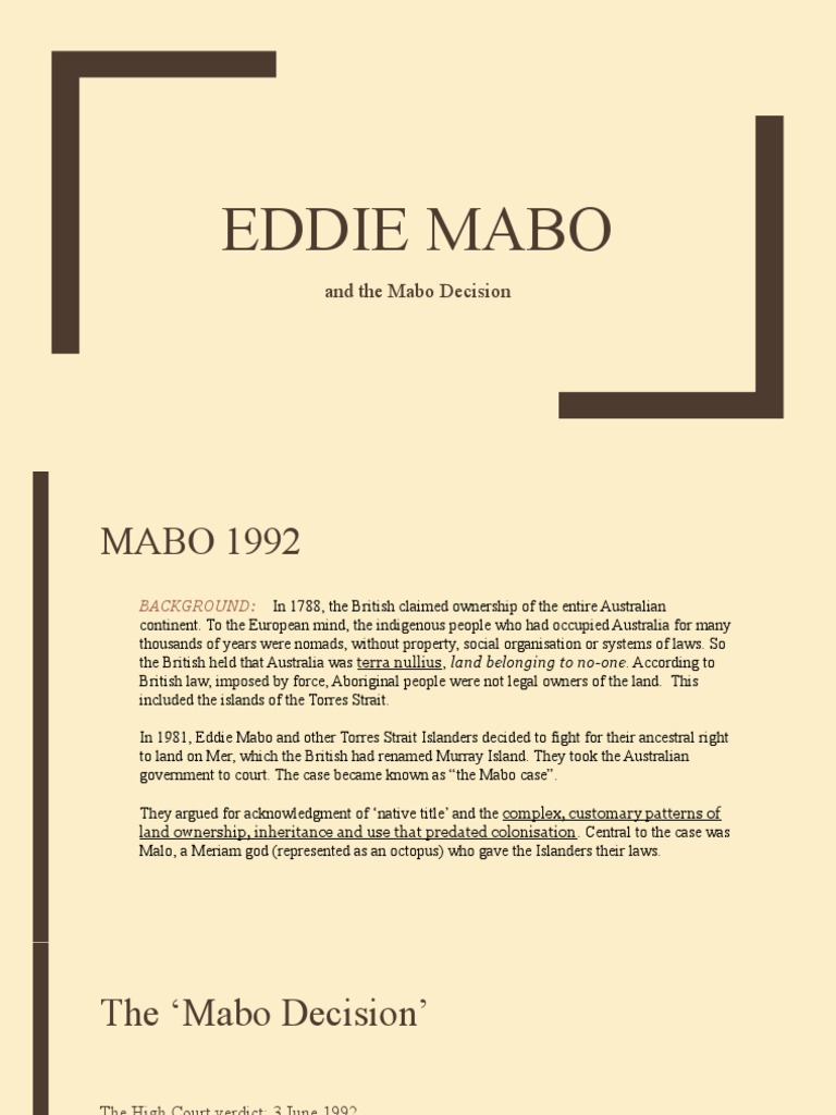 Eddie Mabo - Mabo Decision | PDF | Indigenous Australians | Property Law