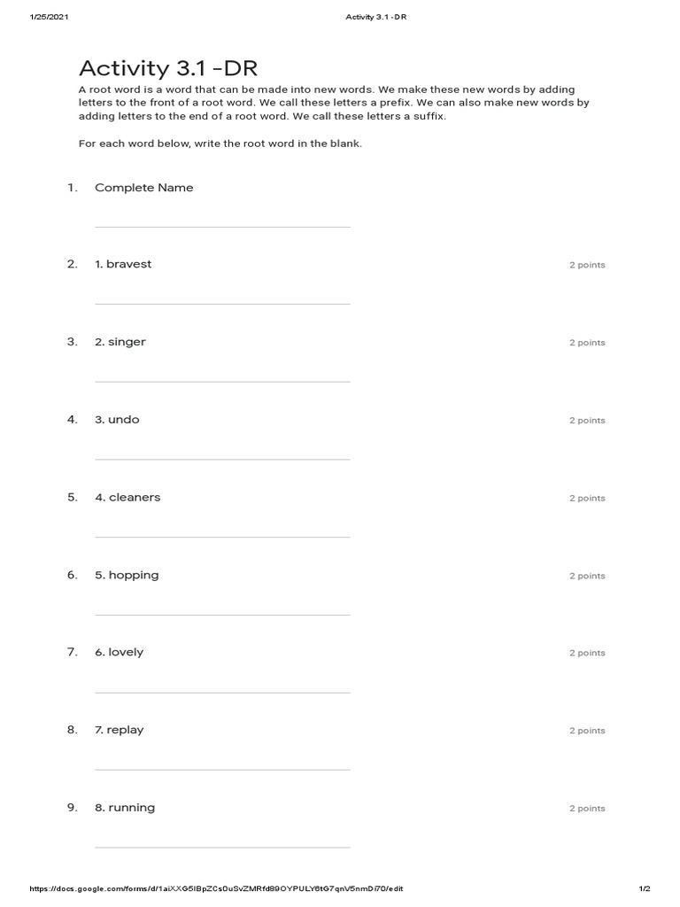 Activity 3.1 - DR - Google Forms | PDF