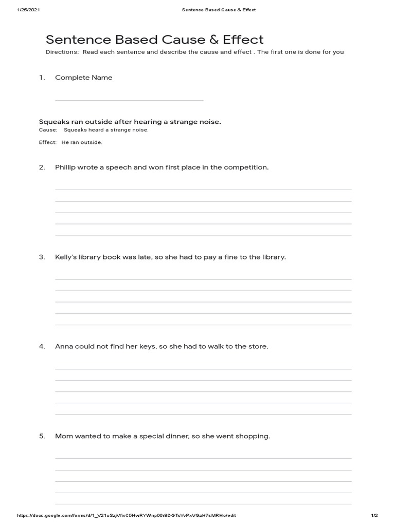 Sentence Based Cause & Effect - Google Forms | PDF | Games & Activities
