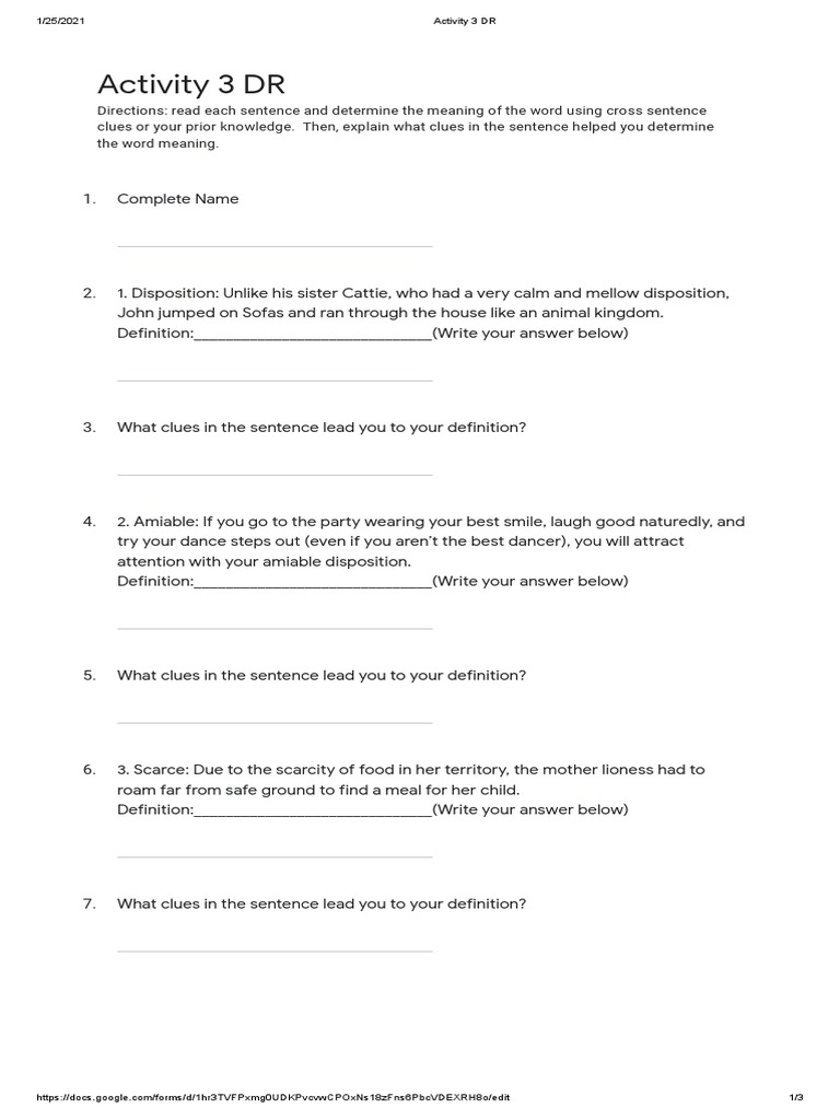 Activity 3 DR - Google Forms | PDF