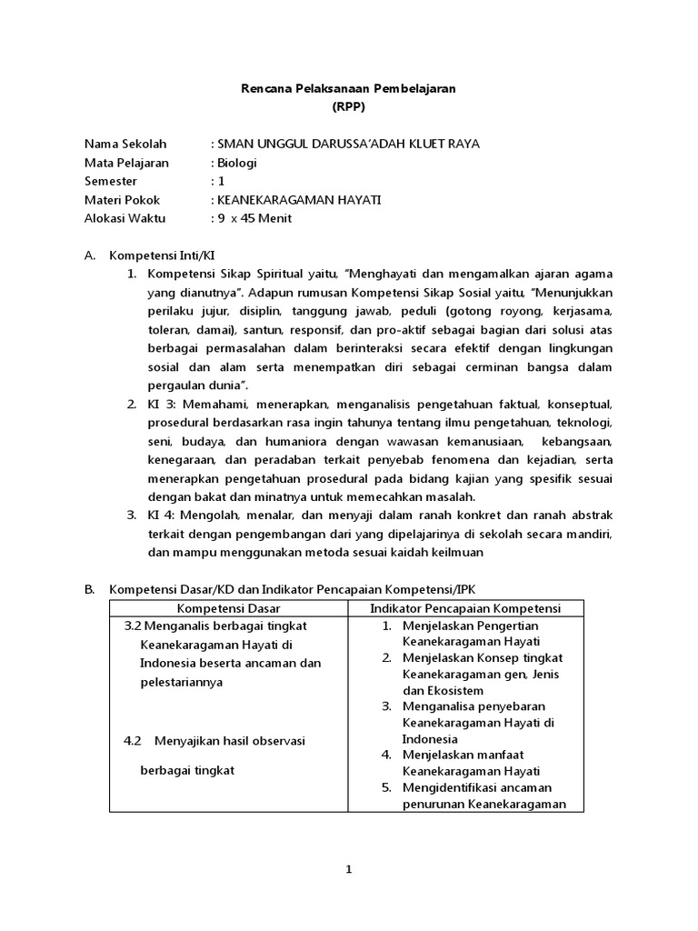 RPP Stem Biologi Robi Yasman | PDF