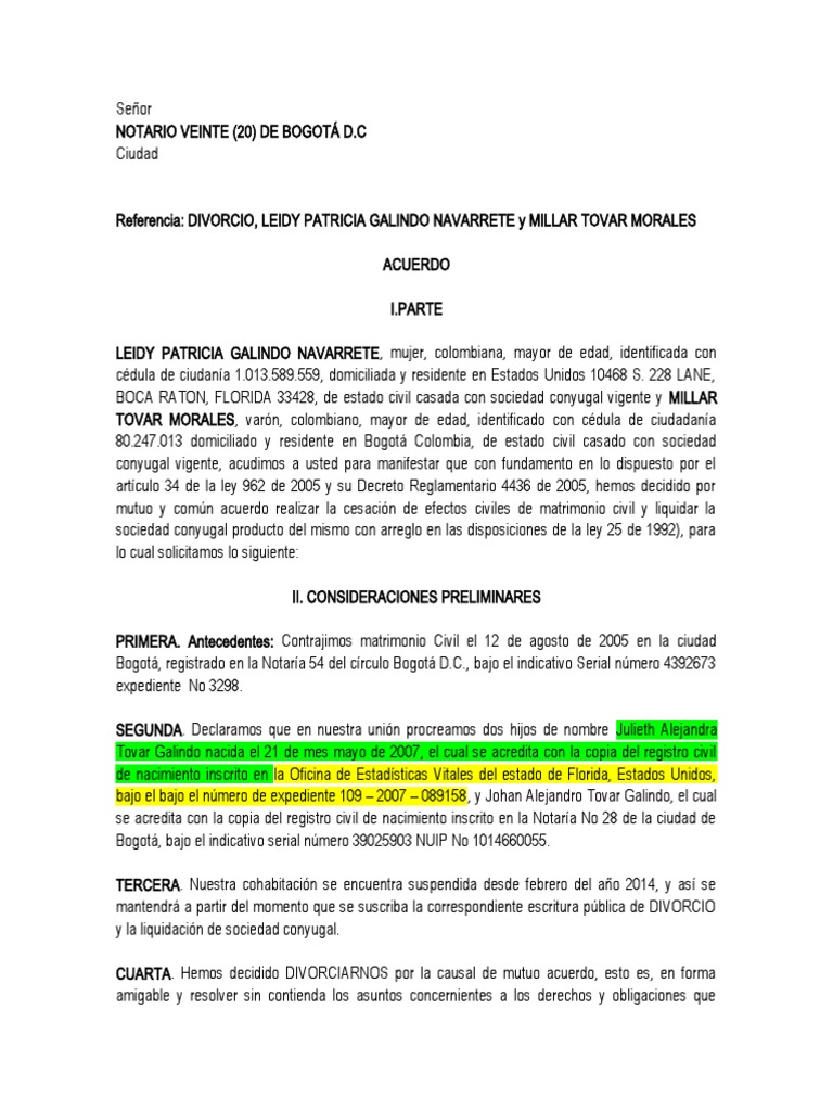 Minuta Divorcio | PDF | Divorcio | Propiedad de la comunidad