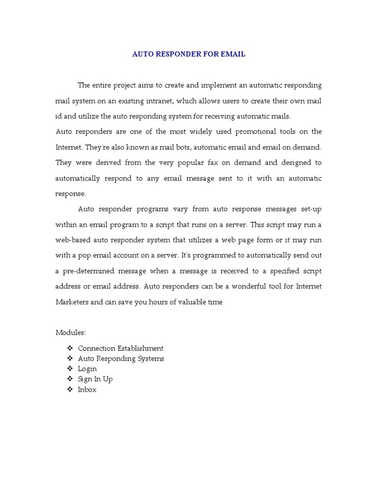 Email Auto Responder System Overview | PDF | Career & Growth | Business