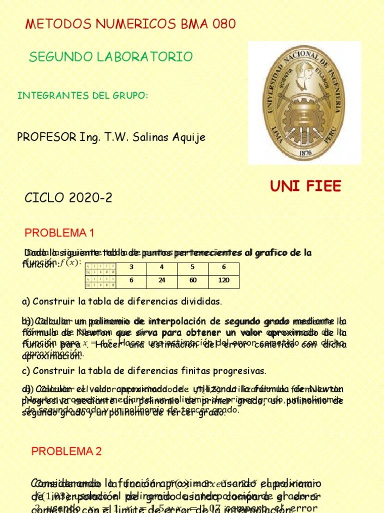 Segundo Laboratorio Metodos Numericos | PDF | Análisis numérico | Enseñanza de matemática