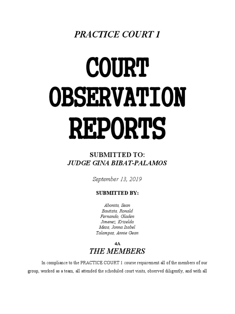 Court Observation: Reports | PDF | Witness | Courtroom