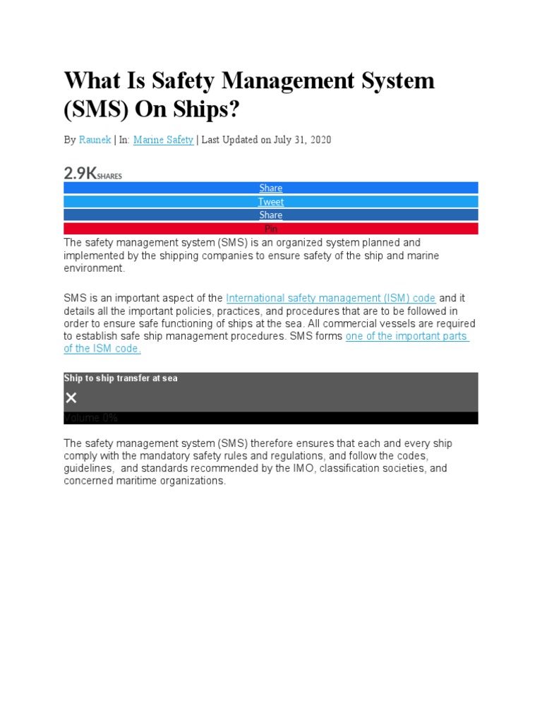 What Is Safety Management System (SMS) On Ships?: by - In: - Last ...
