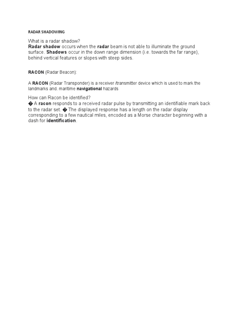 Radar Shadowing | PDF
