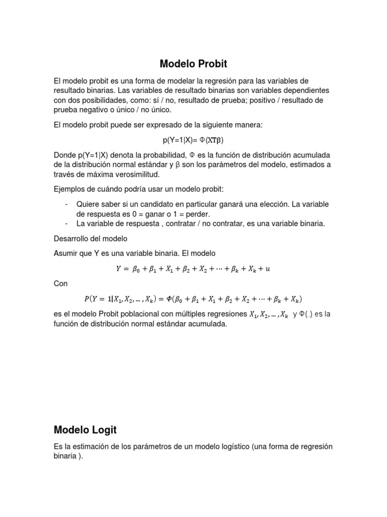 Modelo Probit | PDF | Análisis estadístico | Enseñanza de matemática