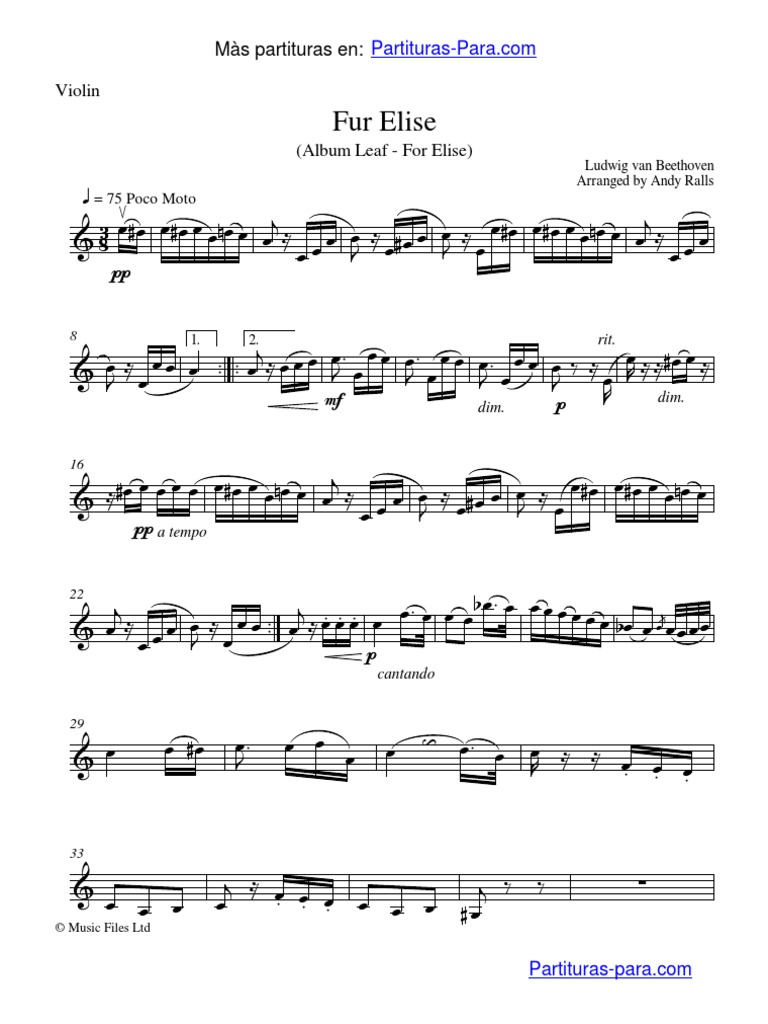 Violin Partitura para Elisa | PDF
