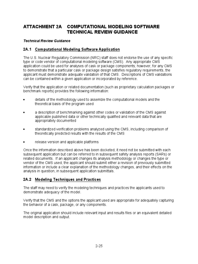 Attachment 2A Computational Modeling Software Technical Review Guidance ...