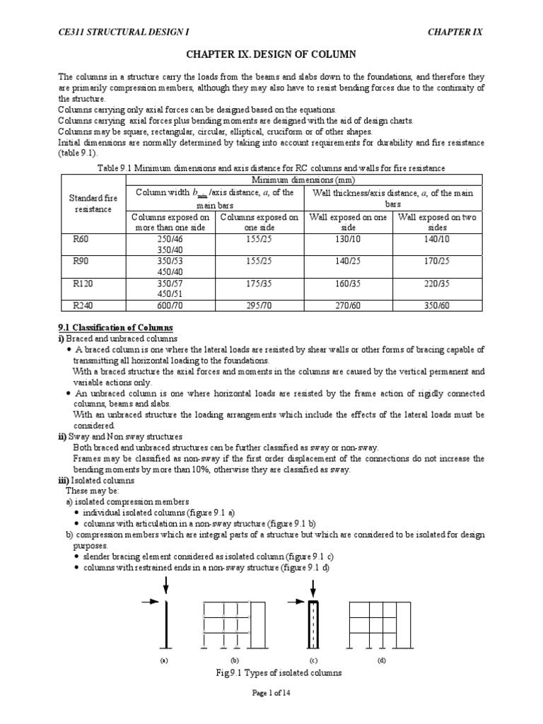 Chapter 9. Design of Column | PDF | Bending | Column