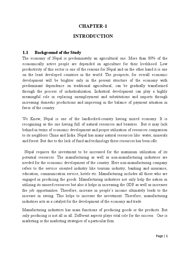 Chapter-1: Background of The Study | PDF | Strategic Management ...