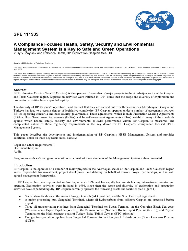 SPE 111935 A Compliance Focused Health, Safety, Security and ...