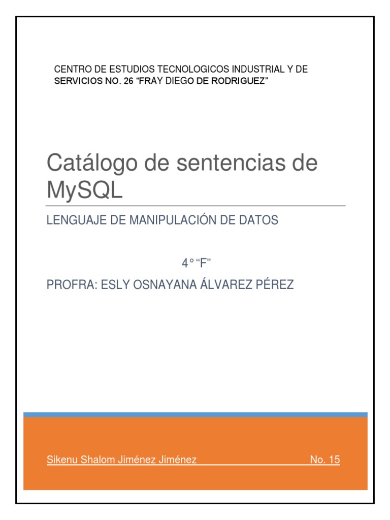 Catalogo de Sentencias - 15 PDF | PDF | SQL | Datos de computadora