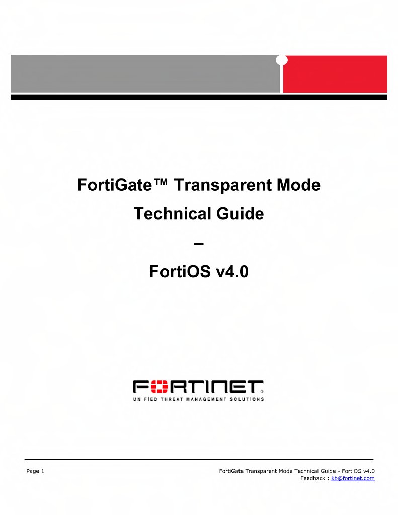 Fortigate Transparent Mode Technical Guide FortiOS 4.0 | PDF | Ip ...