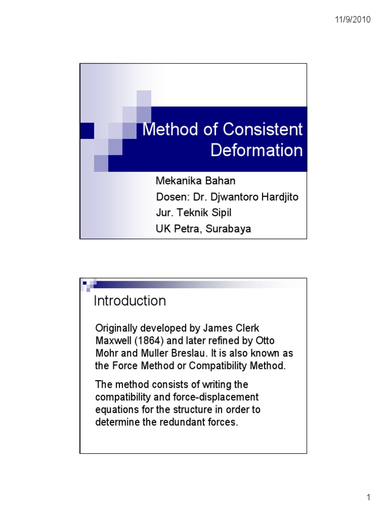 Consistent Deformation Method in Beams | PDF | Continuum Mechanics ...