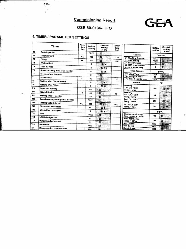HFO Purifier Parameter Setting 2 | PDF