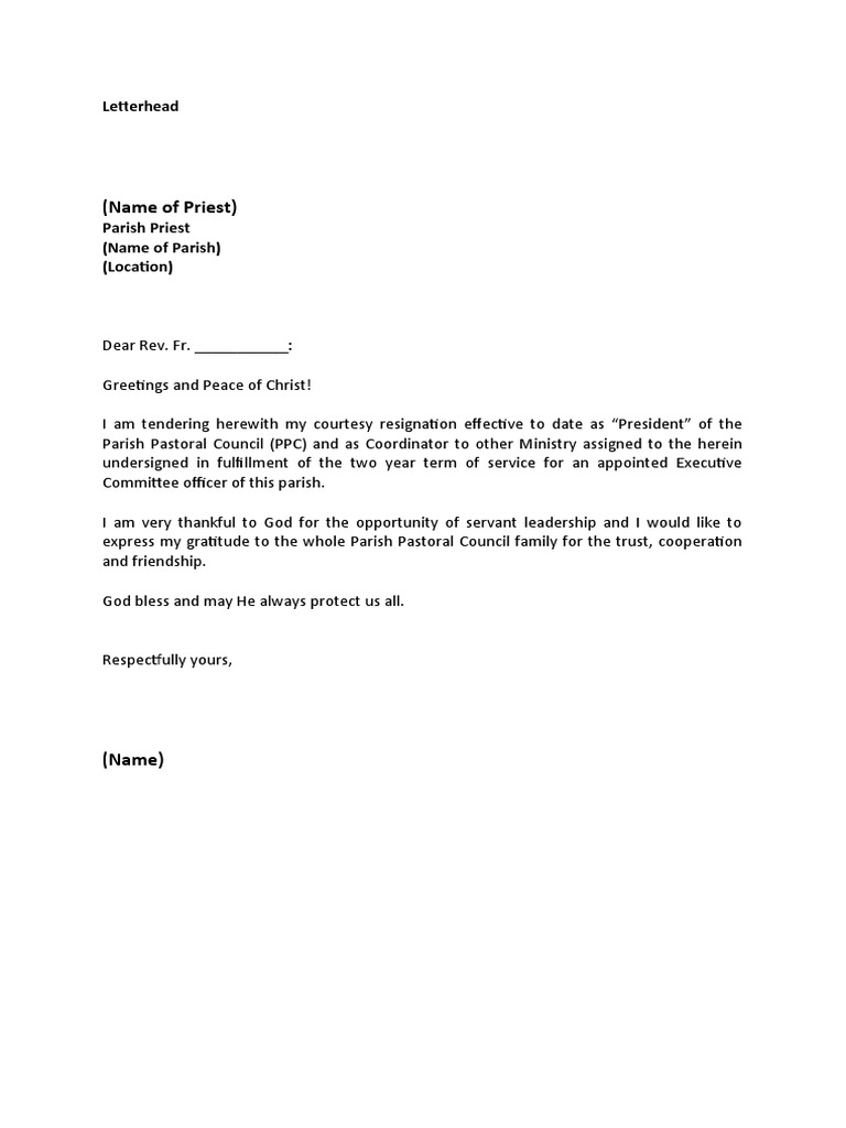 P PC Resignation Letter
