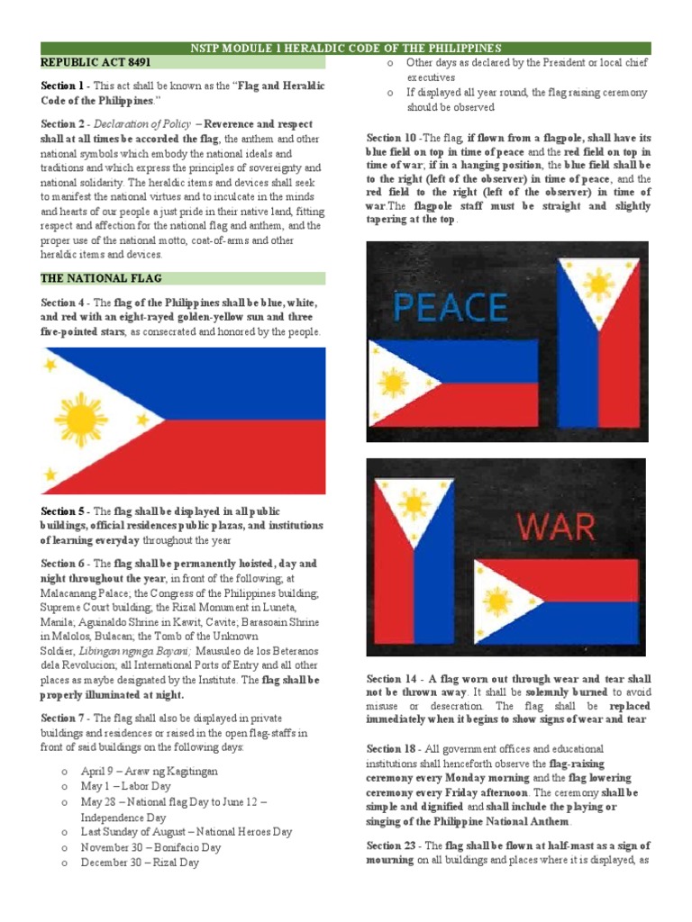 NSTP Module 1 Heraldic Code of The Philippines: Republic Act 8491 ...