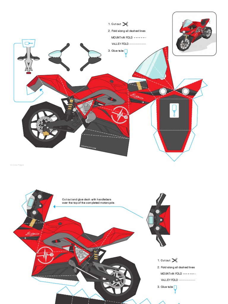 Fold and assemble a paper motorcycle | PDF
