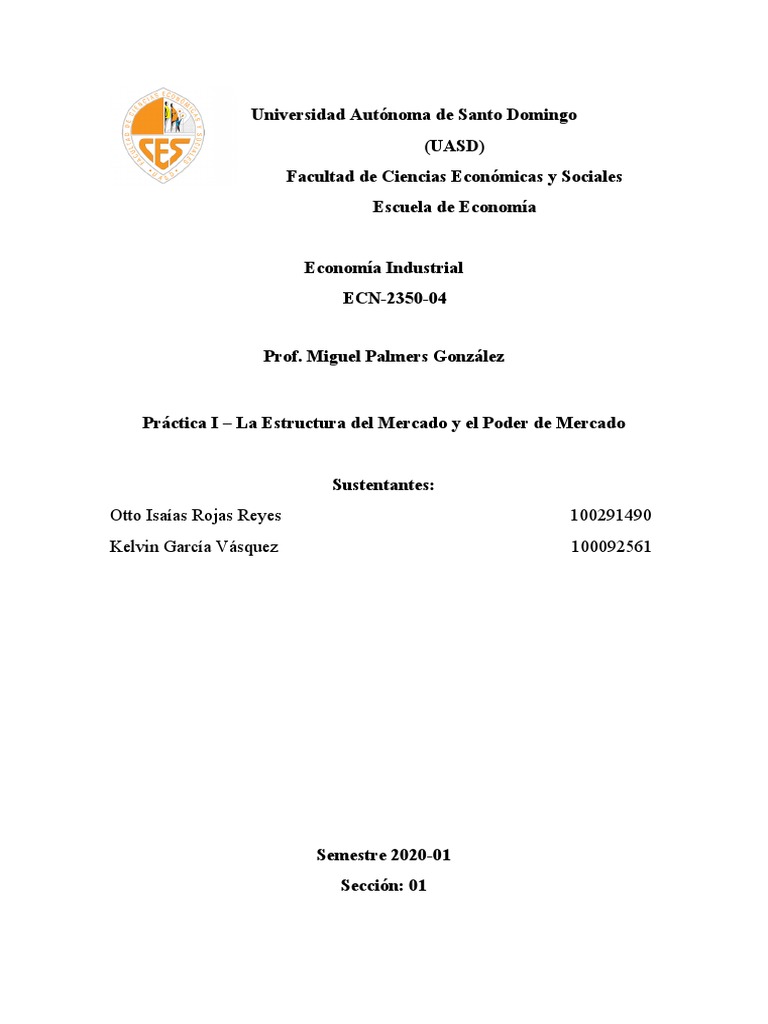 Practica 1 La Estructura Del Mercado y El Poder de Mercado | PDF ...