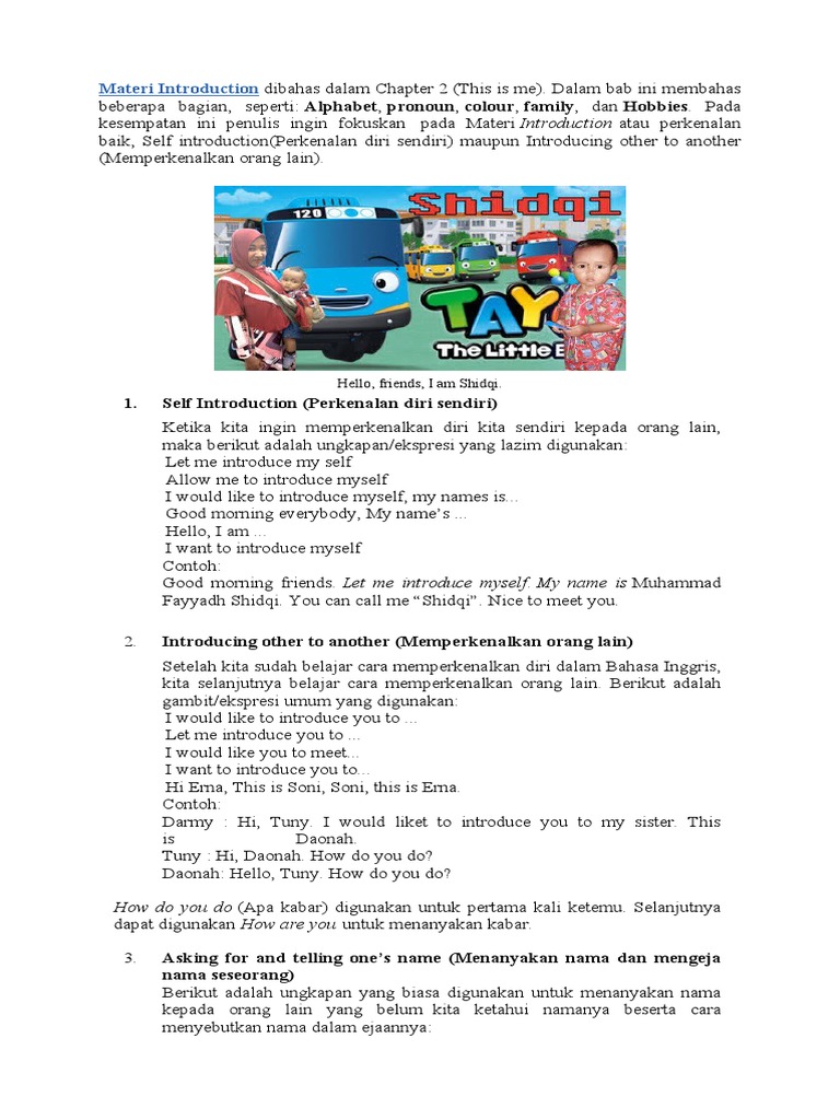 Materi Perkenalan Diri Kelas 7 | PDF | Karier & Perkembangan | Seni ...