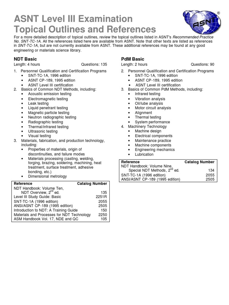 ASNT Level III Exam Overview | PDF | Nondestructive Testing | Radiography