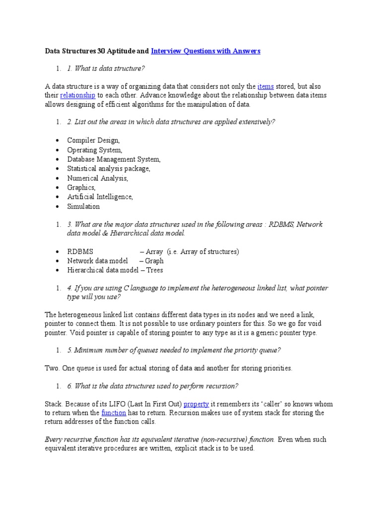 Items Relationship: Data Structures 30 Aptitude and | PDF | Pointer (Computer Programming ...