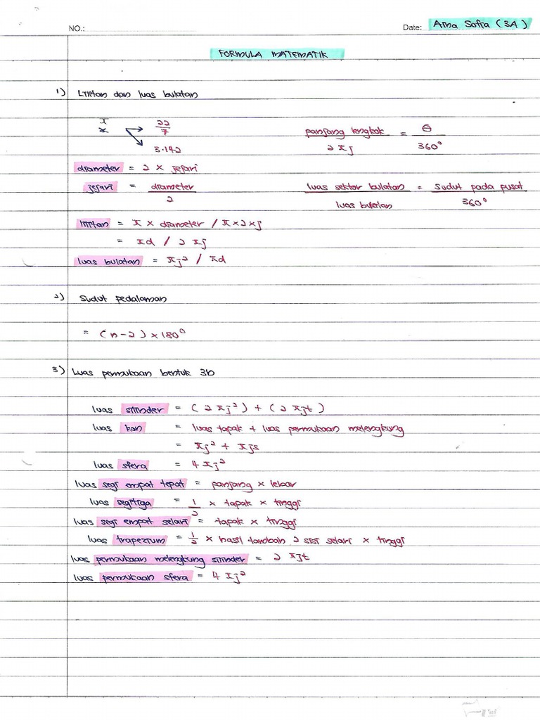 Nota Math Form 1-3 | PDF