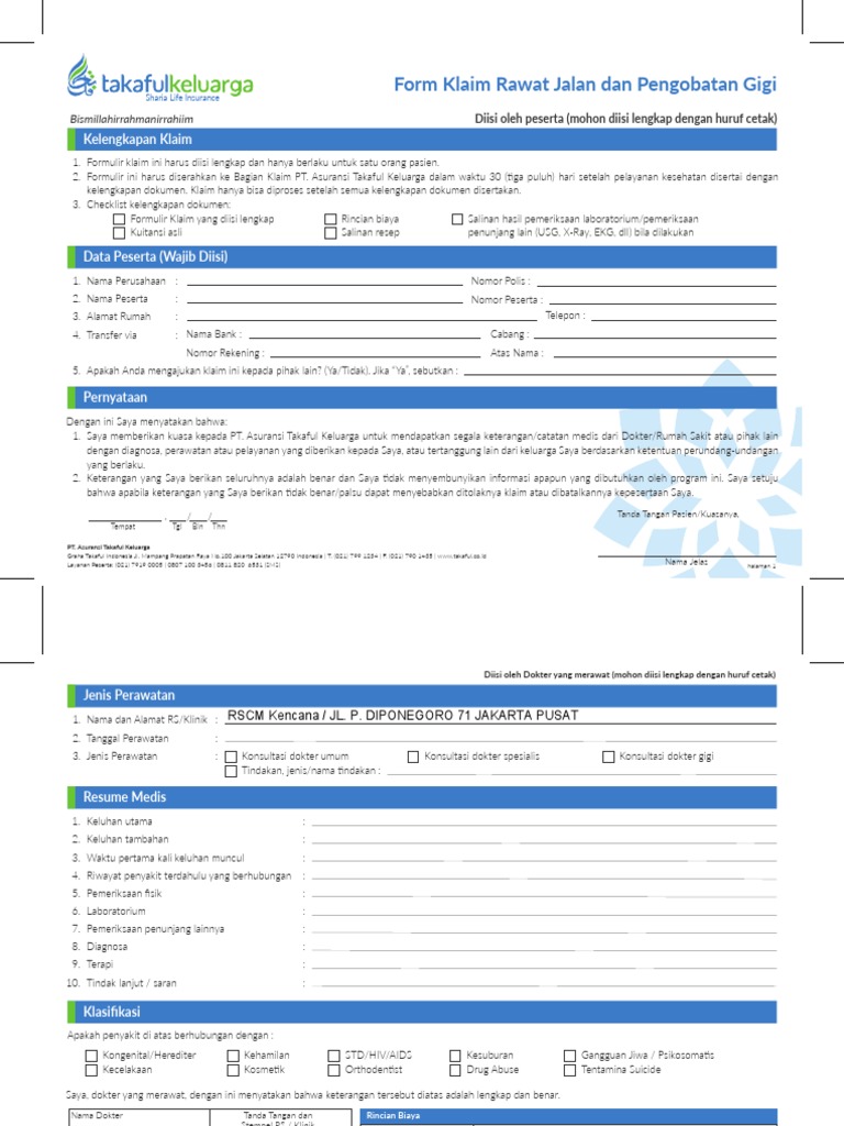 Form Klaim Rawat Jalan Dan Gigi V1.1 170918 | PDF | Hukum | Sains & Matematika