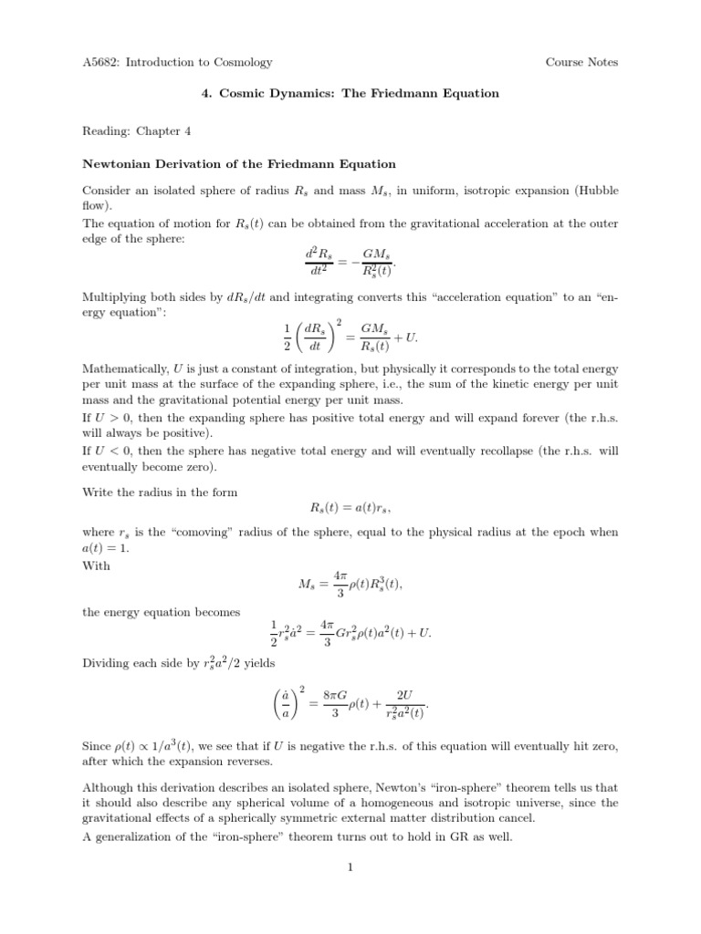 Friedmann Equation | PDF | Physical Cosmology | Universe