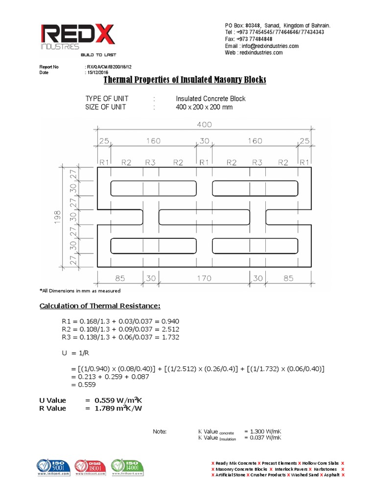 Thermal Properties Report: Insulated Concrete Masonry Block Achieves ...