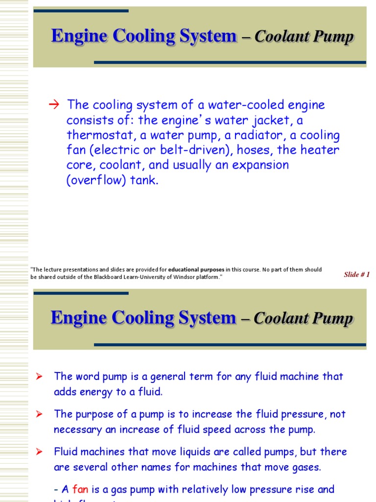 Engine Cooling System: - Coolant Pump | PDF | Horsepower | Pump