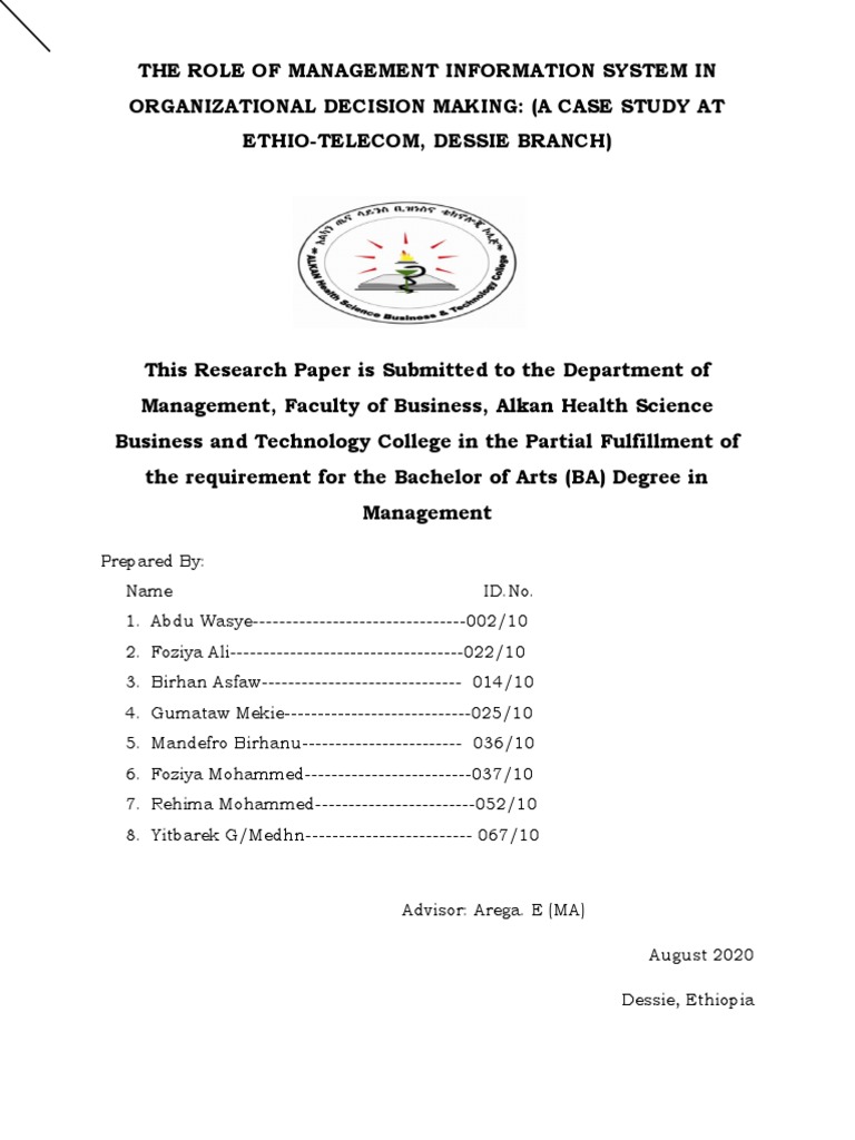 Final Project | PDF | Information System | Decision Making