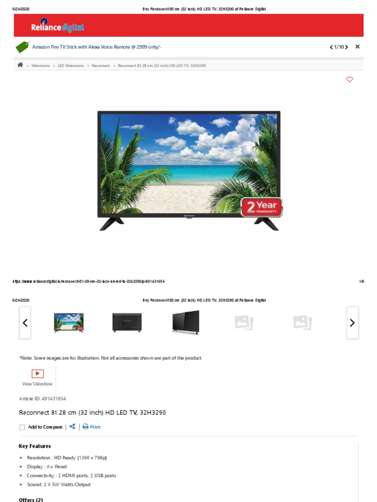 Buy 32-inch Reconnect LED TV | PDF | Hdmi | Television