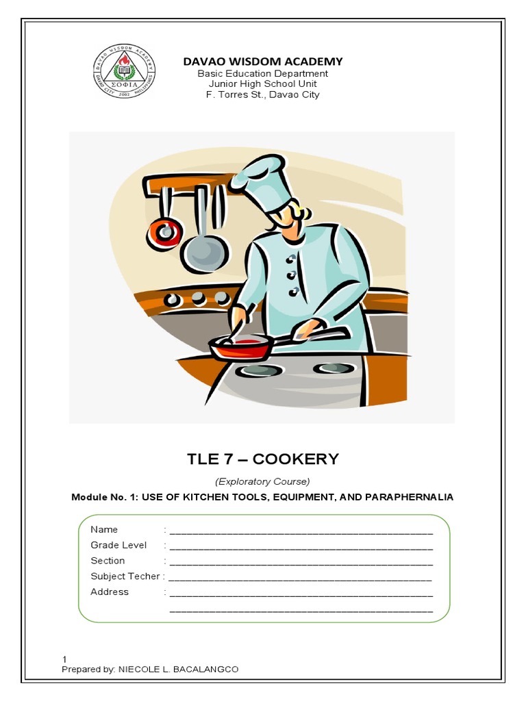 TLE 7 Module 1 | PDF | Kitchen Utensil | Cookware And Bakeware