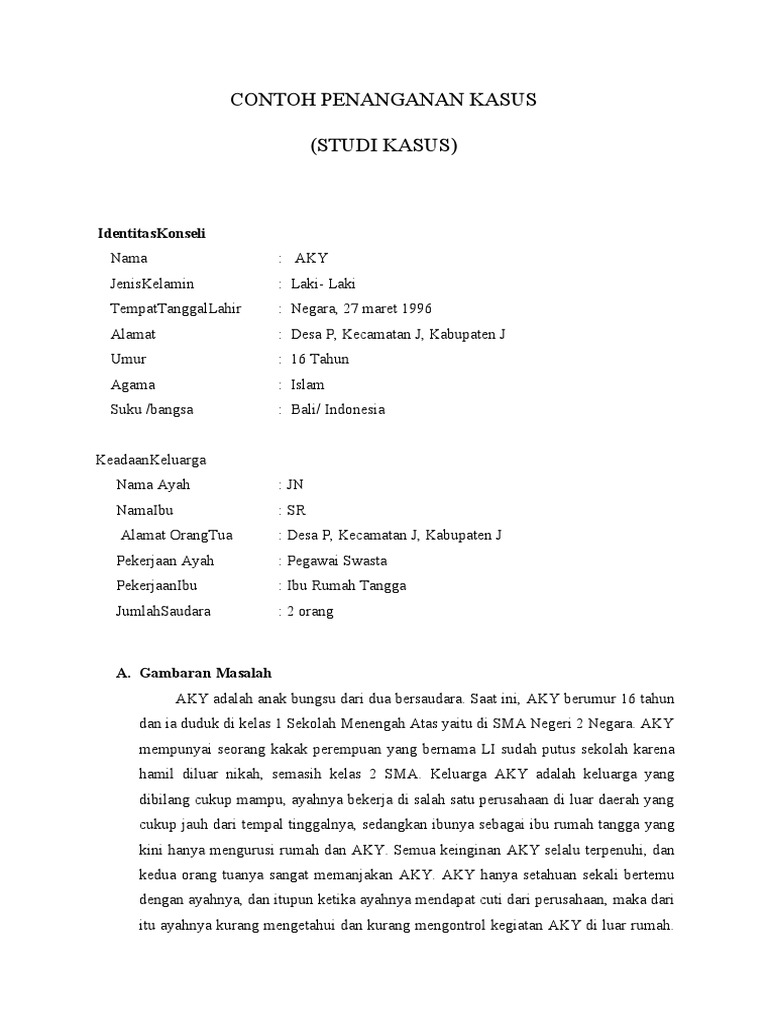 Contoh Penanganan Kasus Studi Kasus | PDF