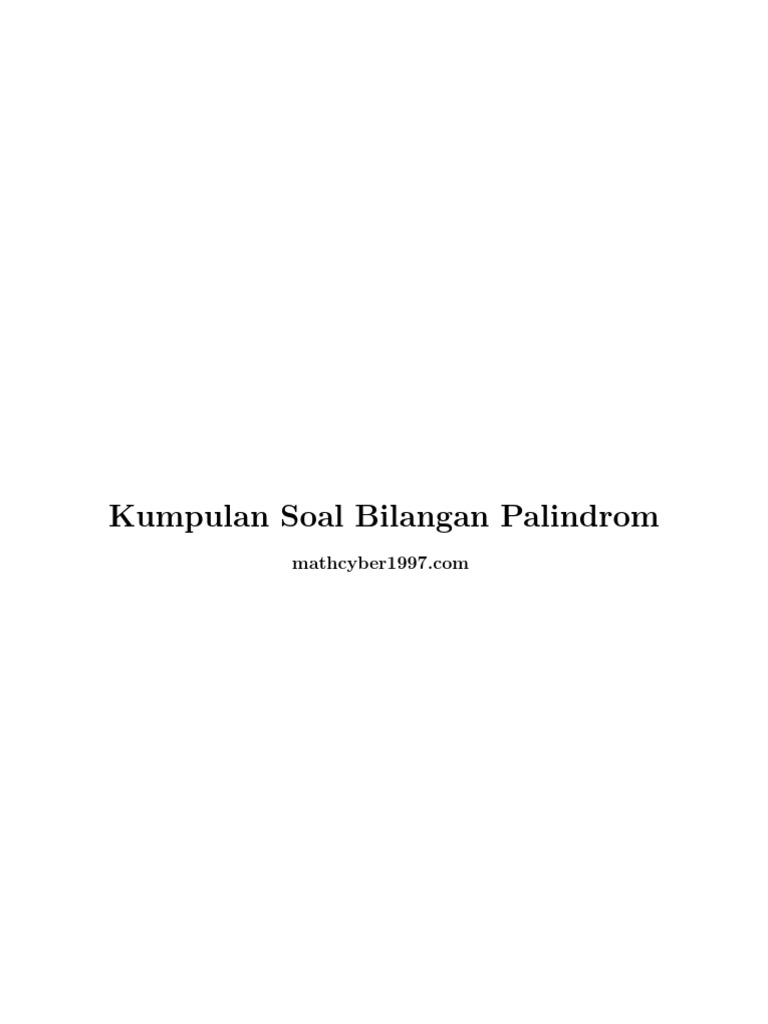 Kumpulan Soal Bilangan Palindrom | PDF