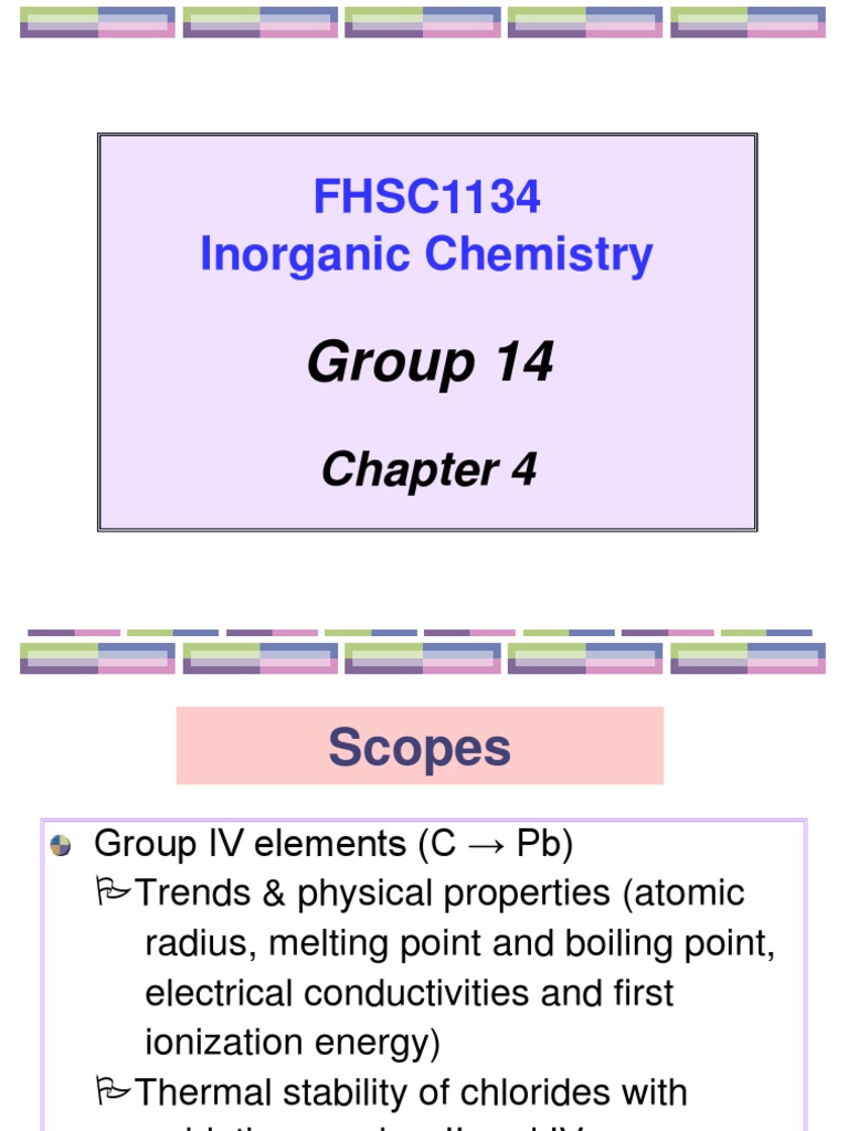 Group 14 Element Trends | PDF | Chemical Bond | Silicon