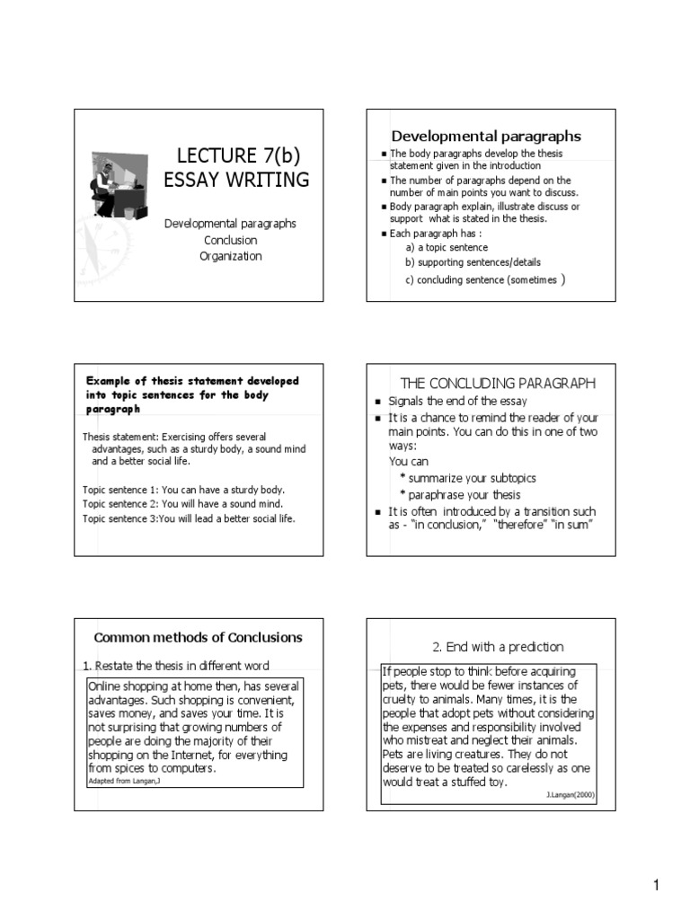 LECTURE 7 (B) Essay Writing: Developmental Paragraphs | PDF | Paragraph ...